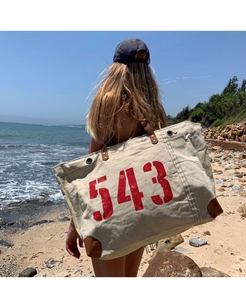 Sac de Plage XXL Skylar 543 l Coton Vintage & Cuir l Cabas Été Femme