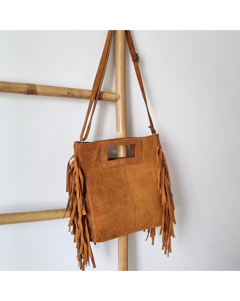 Sac daim à franges camel| Boho-Chic | Zosha Collection